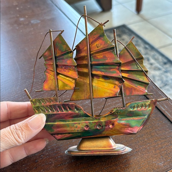 Vintage | Accents | Vintage Copper Ship Sculpture Likely From The ...